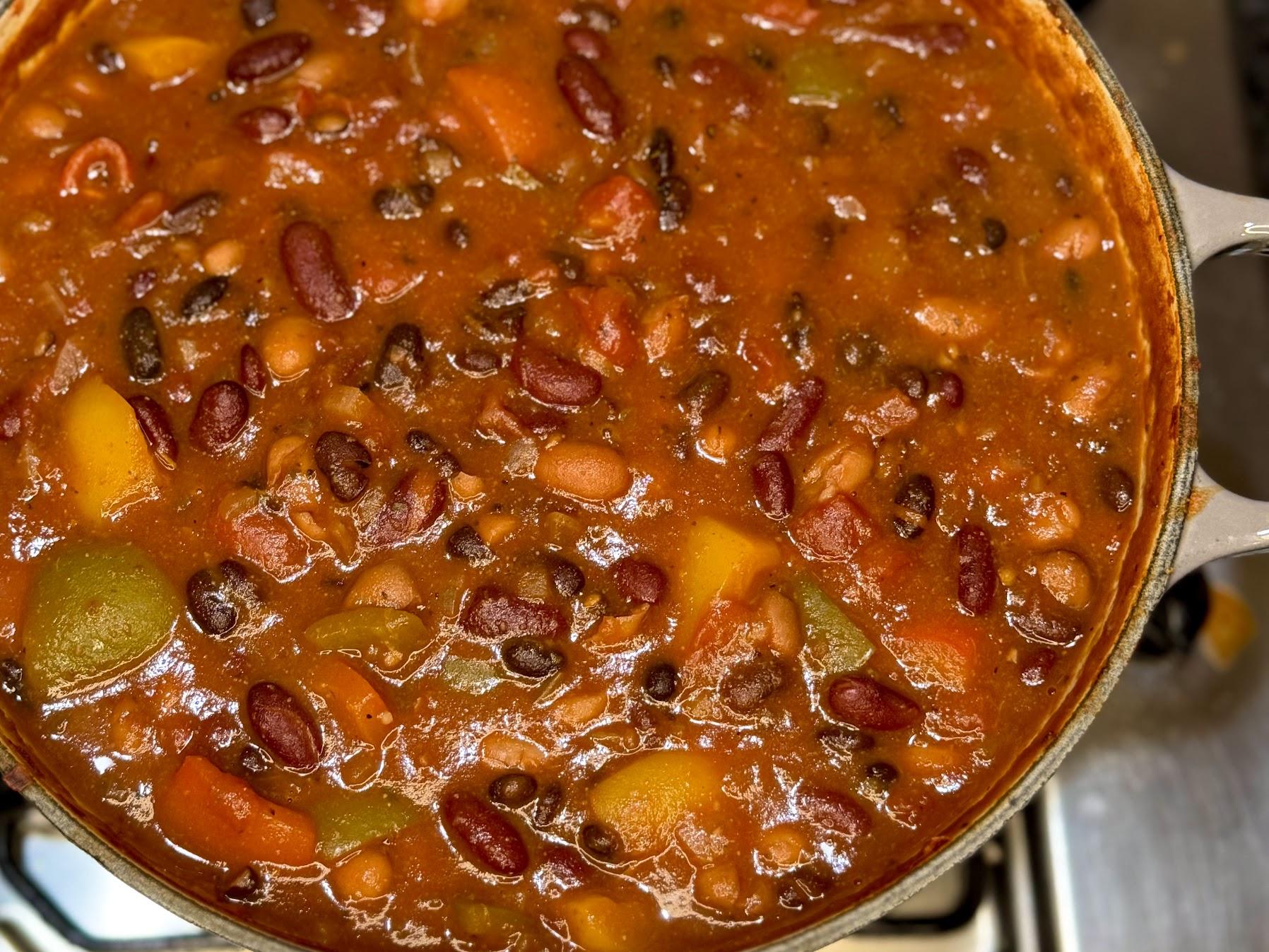 Veggie Three Bean Chilli, Easy & Delicious! - Tom's Table